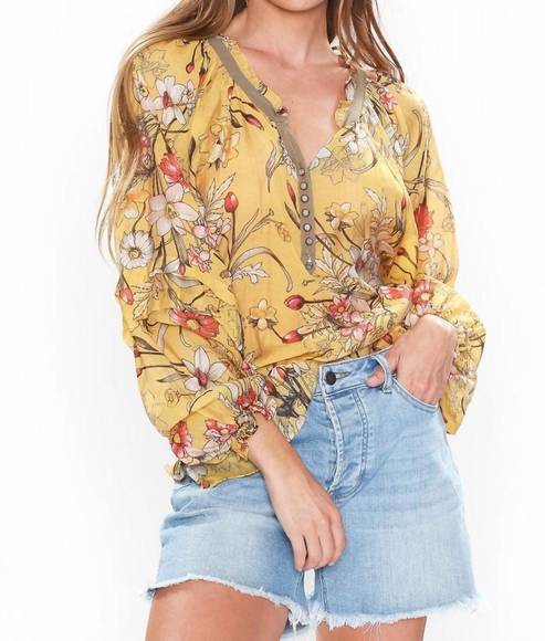 Aratta | Tops | New Aratta Bette Blouse In Yellow Floral | Poshmark